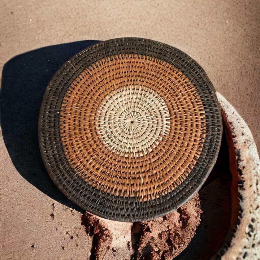 Bayei & Hanbukushu Handwoven Coil Flat Botswana Basket | Authentic ...